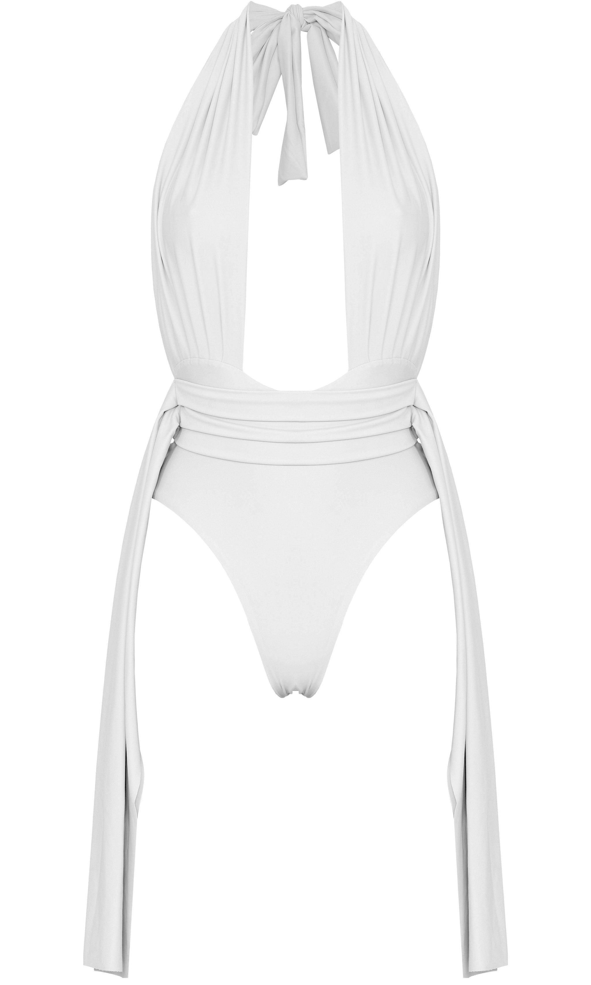 Women's Designer One Piece Swimsuits - White Designer Bathing Suit